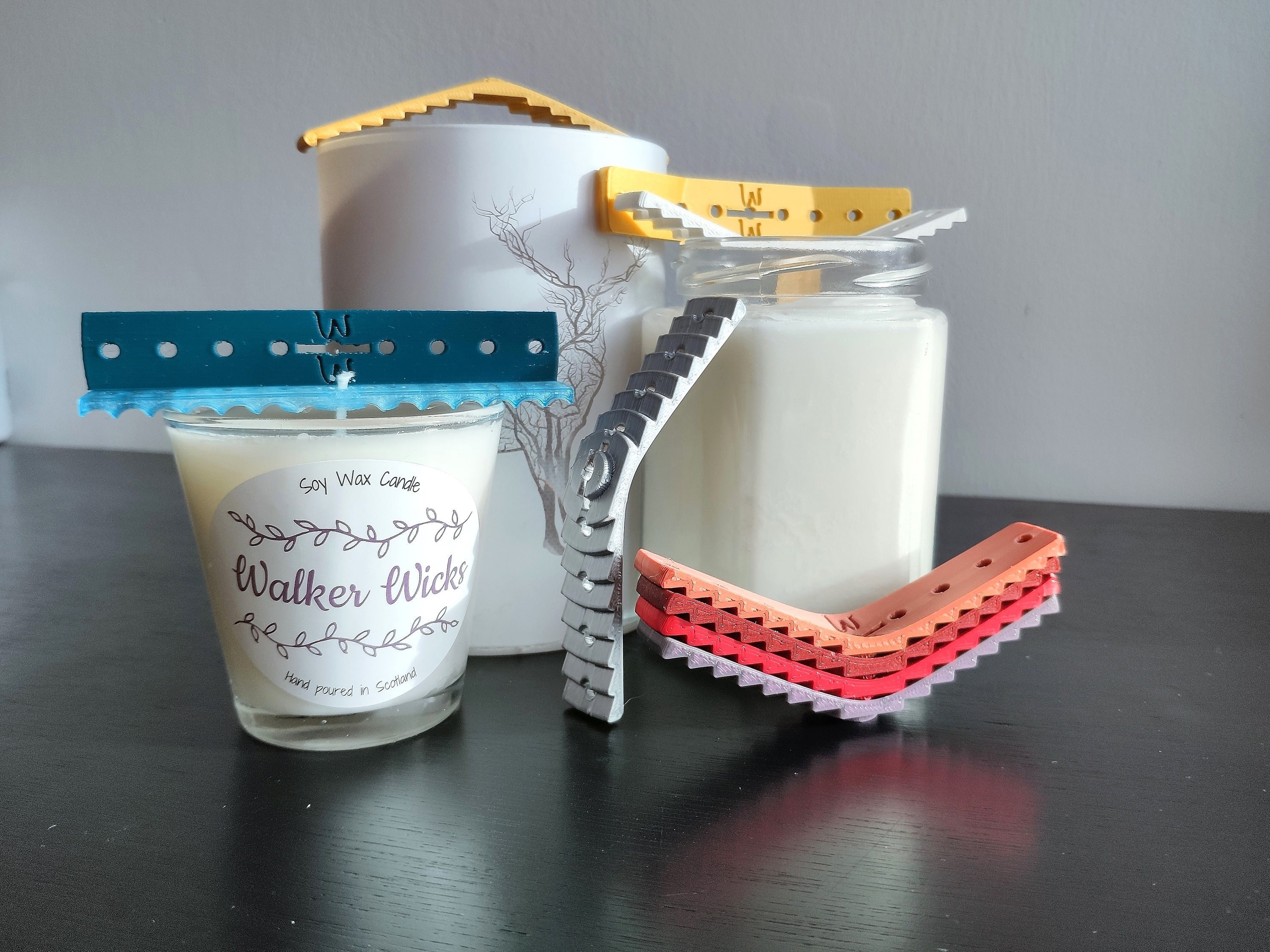 3 Wick Candle Wick Holders 3D Printed Adjustable and Reuseable Multiple ...