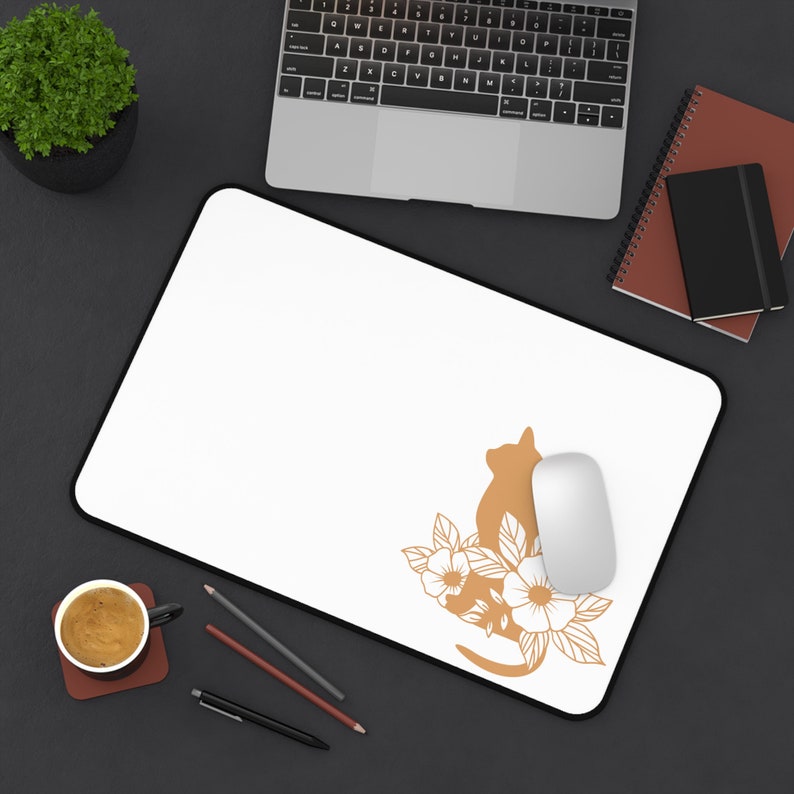 Floral Cat Desk Mat, Minimalist Computer Mat - Etsy UK