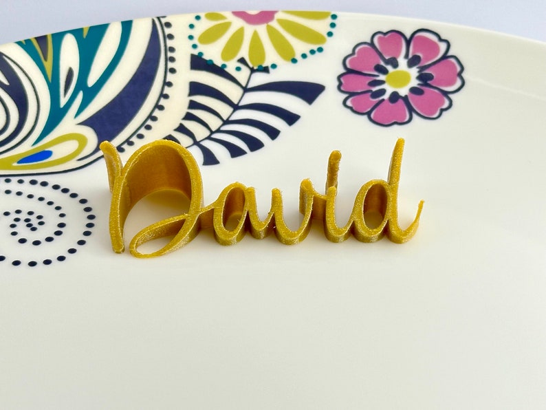 3D Names Cards for Wedding, Antique Gold 3D Name Tag, Custom Wedding ...