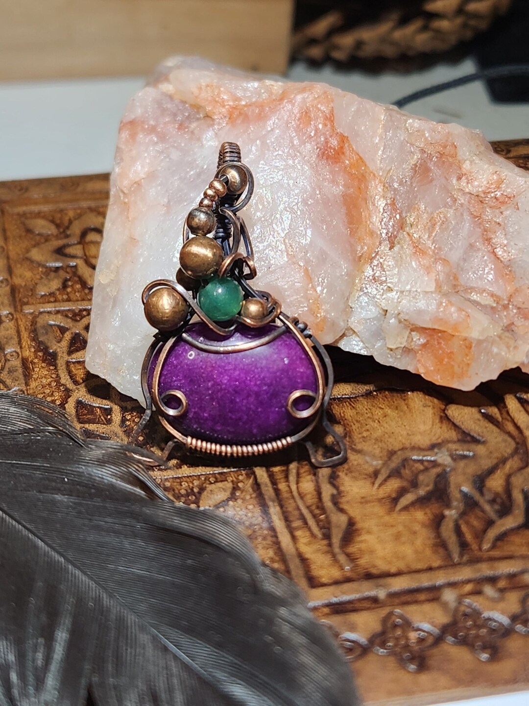 Sugilite Witch Cauldron Pendant: Wire Wrapped Healing Crystal Necklace ...
