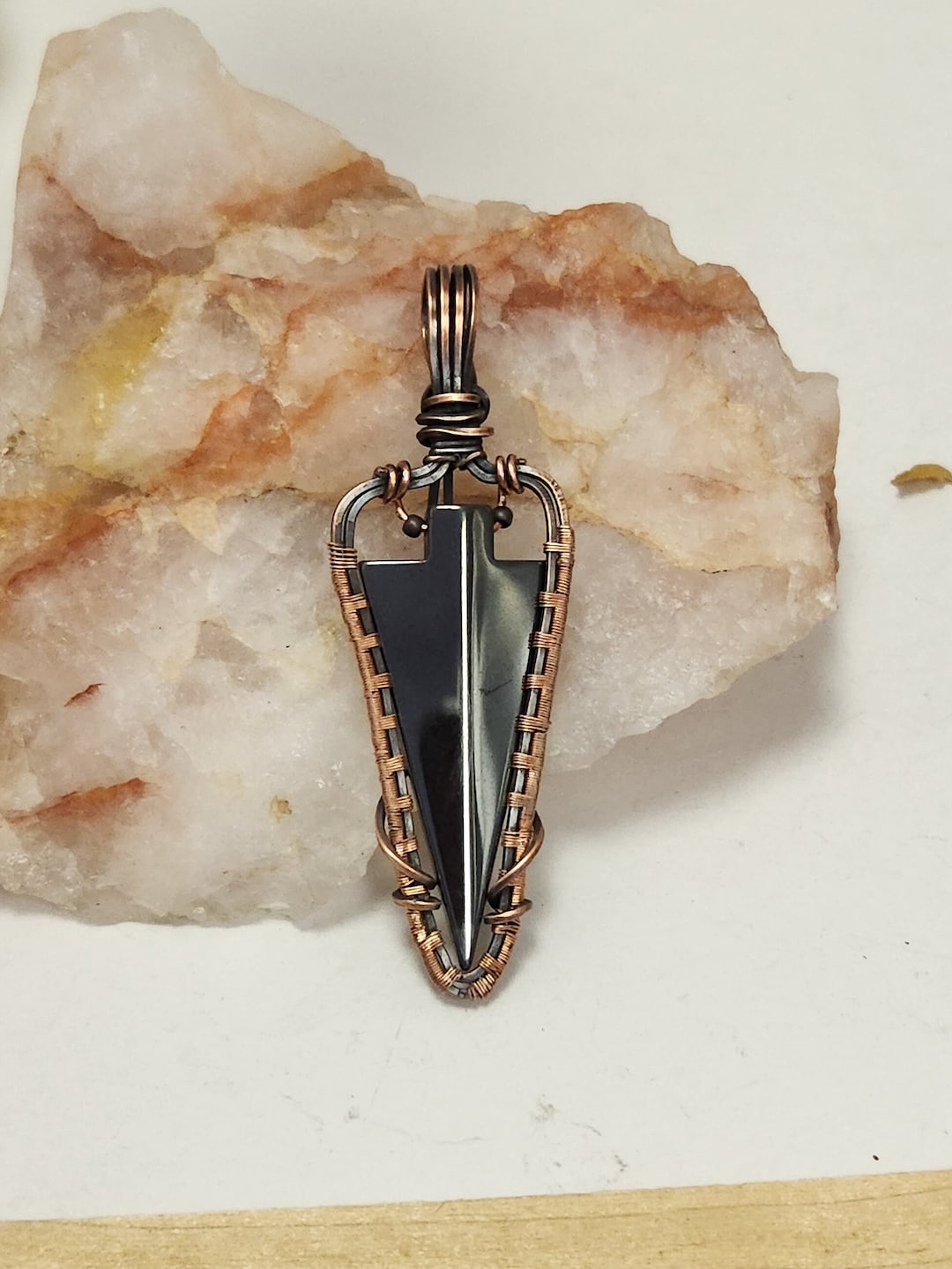 Hematite Arrowhead Necklace Hematite Arrowhead Pendant Large - Etsy