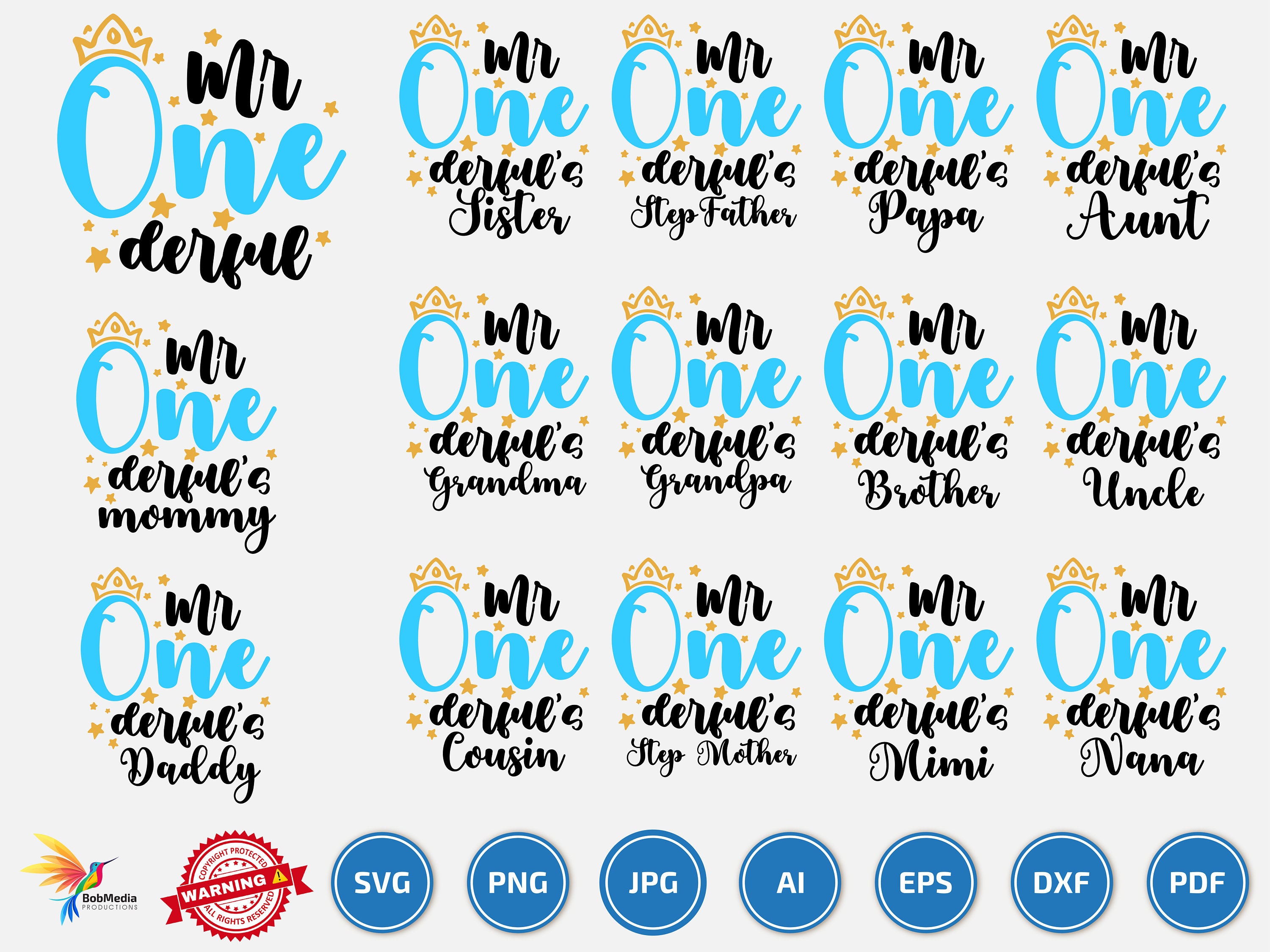 Mr One Derful Svg Png Bundle Mr Onederful Svg Birthday Boy - Etsy