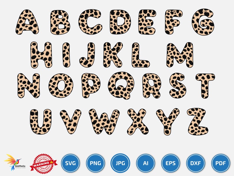 Cheetah Alphabet Svg Animal Font Svg Cheetah Font Svg Png - Etsy