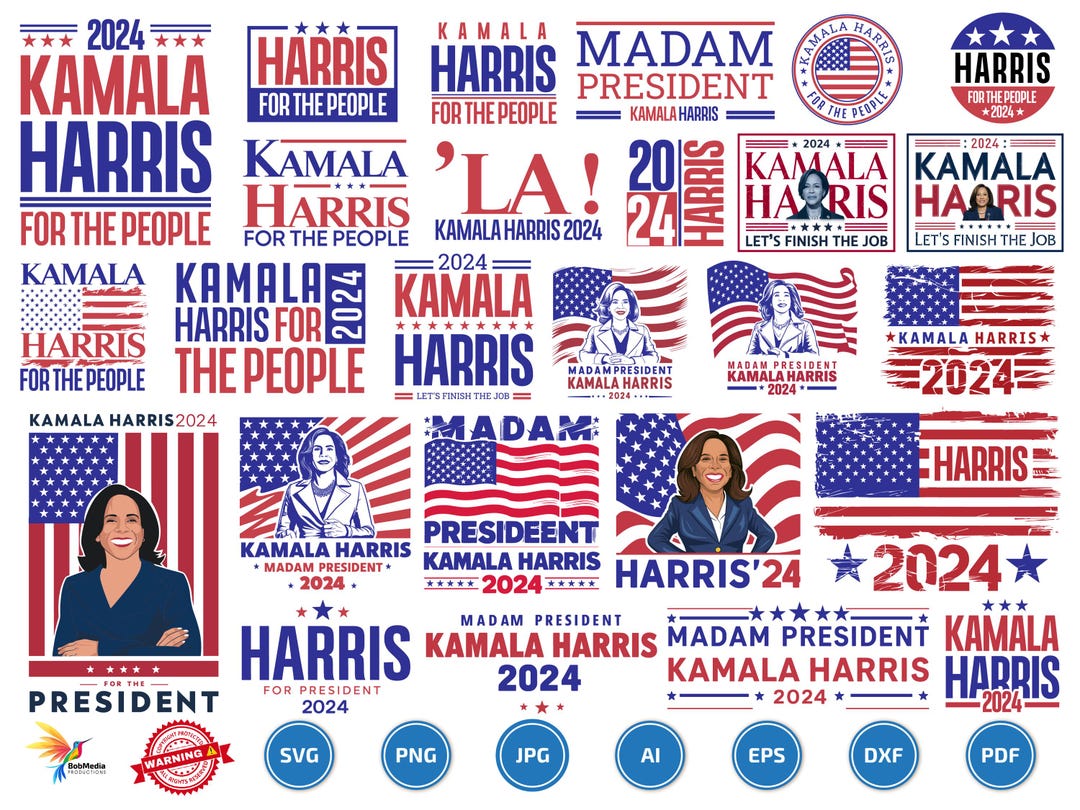 Kamala Harris 2024 Svg Png Bundle, Kamala Harris for President, Womens ...