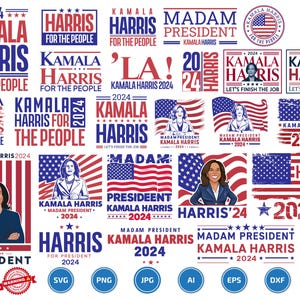 Kamala Harris 2024 Svg Png Bundle, Kamala Harris for President, Womens ...
