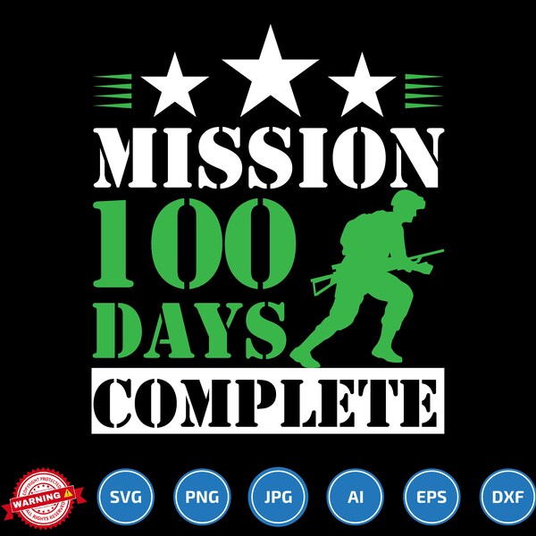 Svg Mission 100 Days Complete - Etsy