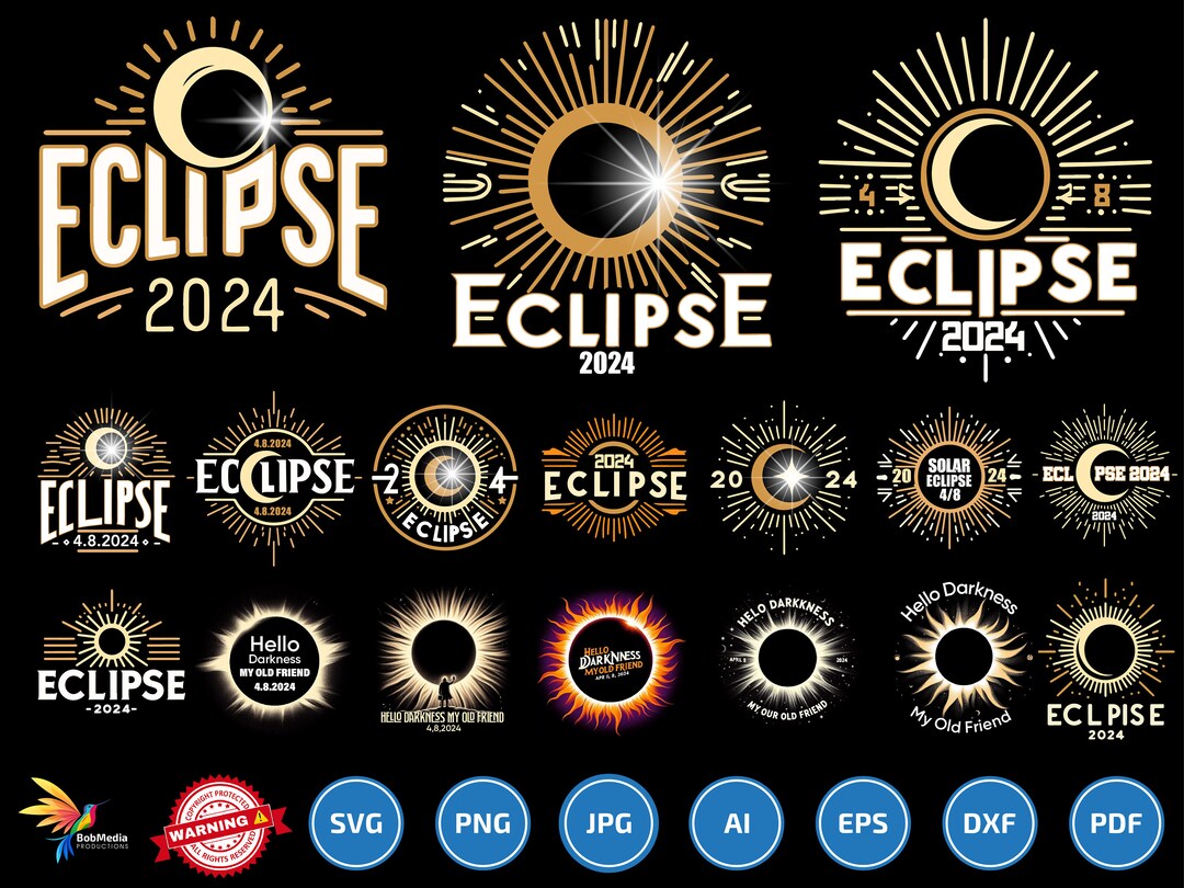 Total Eclipse 2024 Svg, America Totality 04.08.24, Total Solar Eclipse ...