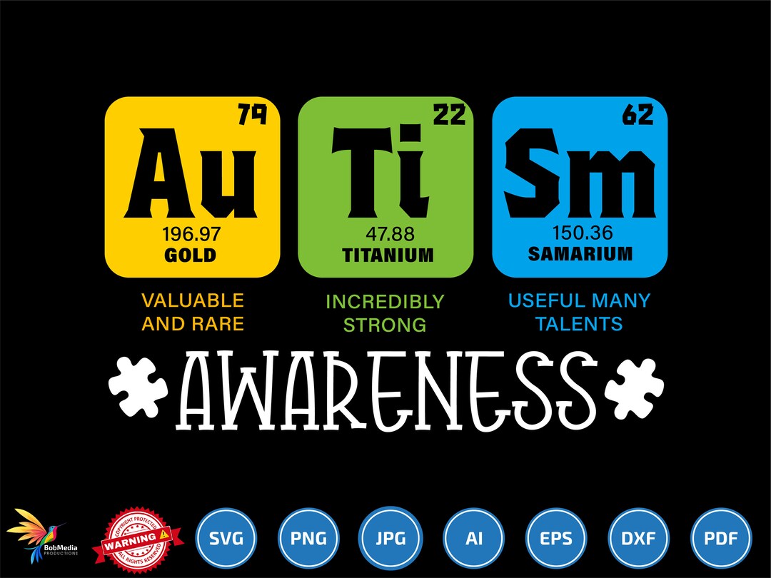 Autism Periodic Table Svg, Autism Awareness Svg Png, Puzzle Svg, Autism ...