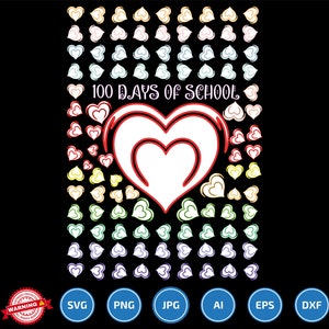 100 Days of Hearts Shirt Svg Bundle, Hearts 100th Day Svg, 100 Hearts ...