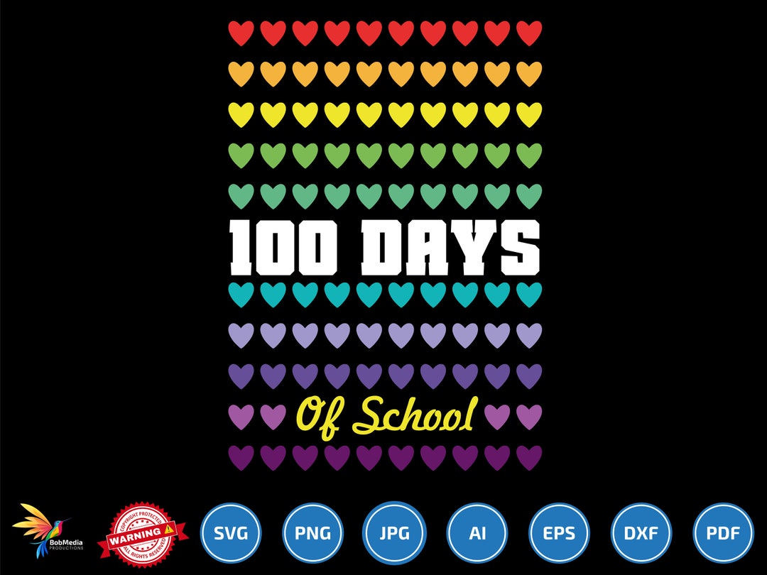 100 Days Of Hearts Shirt Svg Hearts 100th Day Svg 100 Hearts Shirt