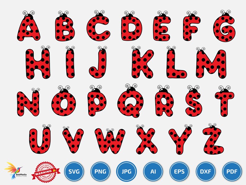 LADYBUG FONT Svg Ttfalphabet Letters Ttf Bug Pattern Svg - Etsy