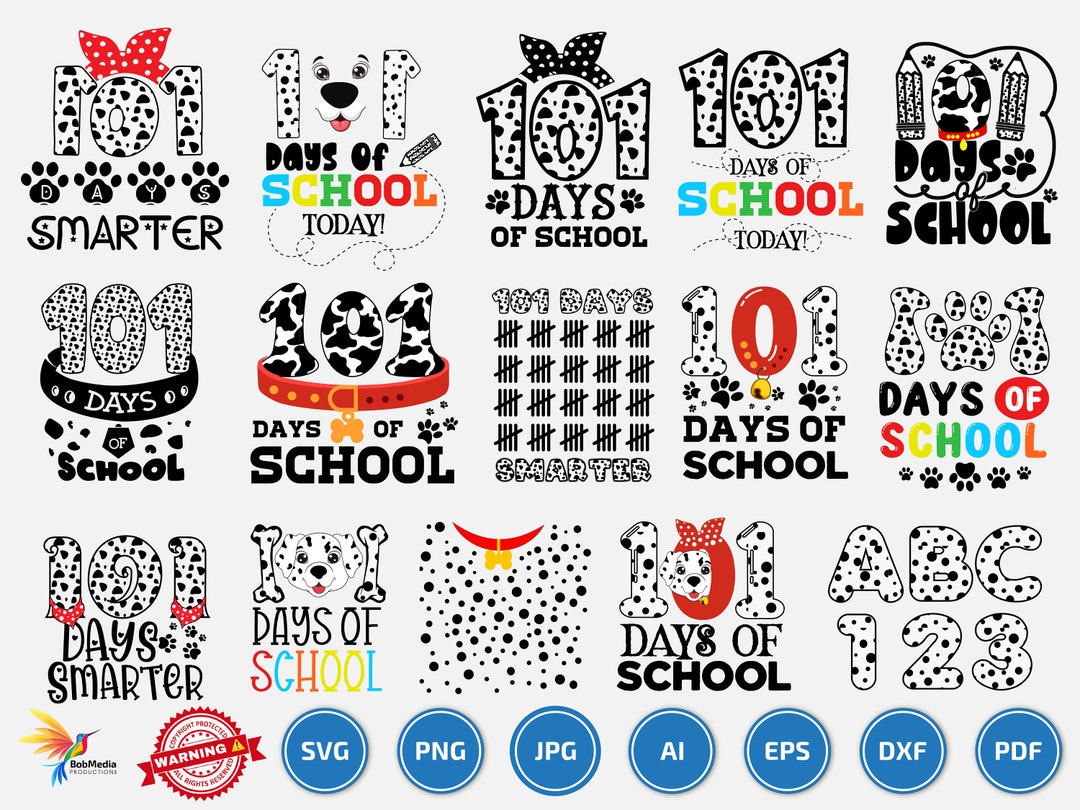 101 Dalmatians Svg, 101 School Days svg, 101 Days of School Dalmatian ...