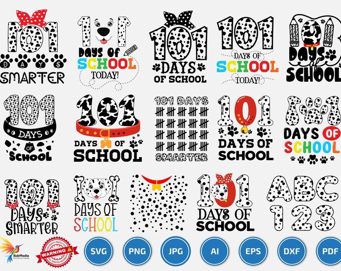 101 Dalmatians Svg, 101 School Days Svg, 101 Days of School Dalmatian ...
