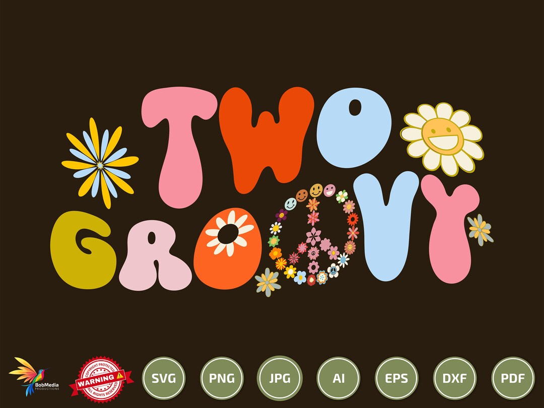Two Retro Groovy Svg Png, Retro Vintage Keep on Font Birthday Svg ...