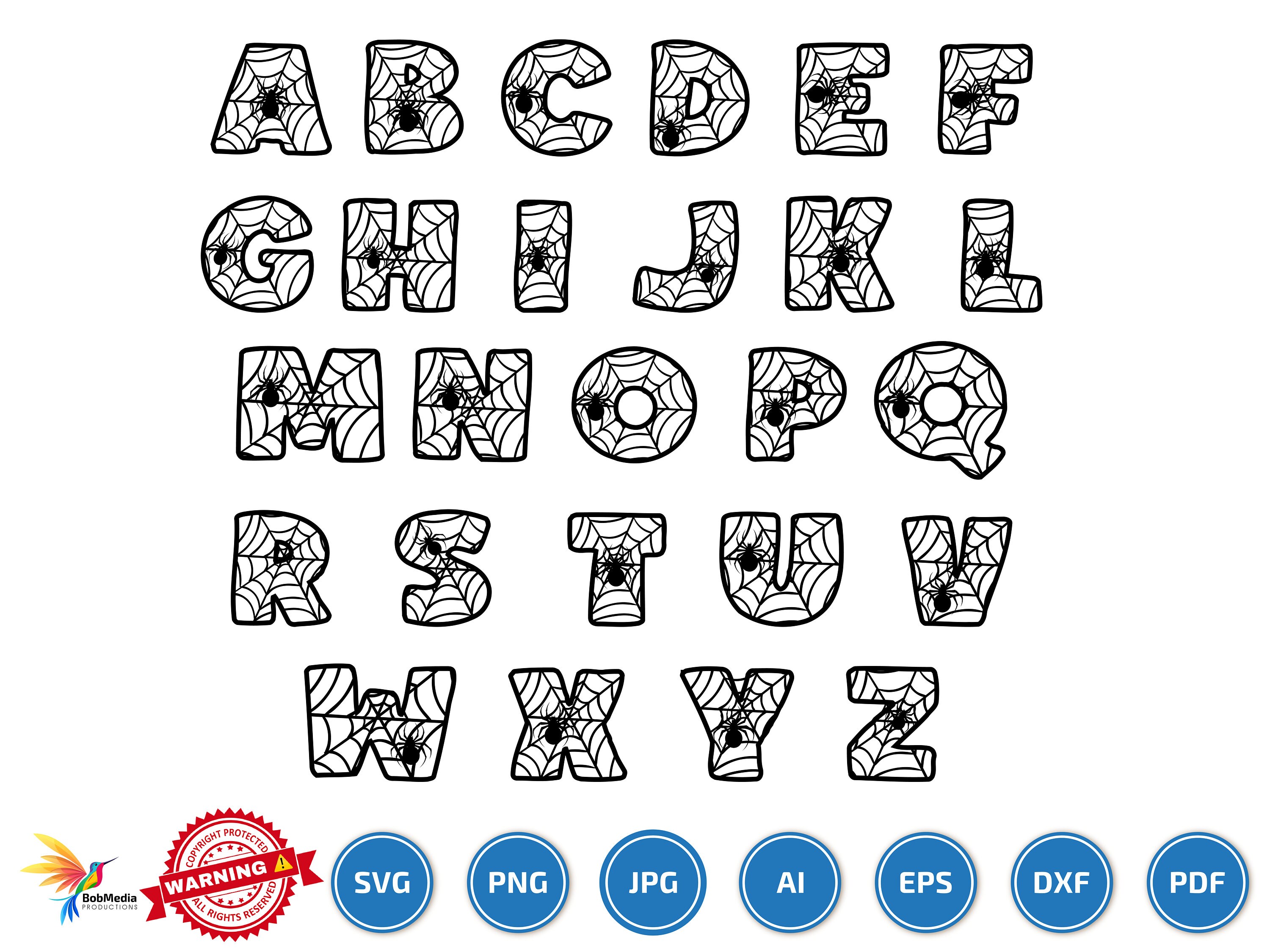 Spider Alphabet Svg Spider Font Svg Spider Svg Spider Web - Etsy UK