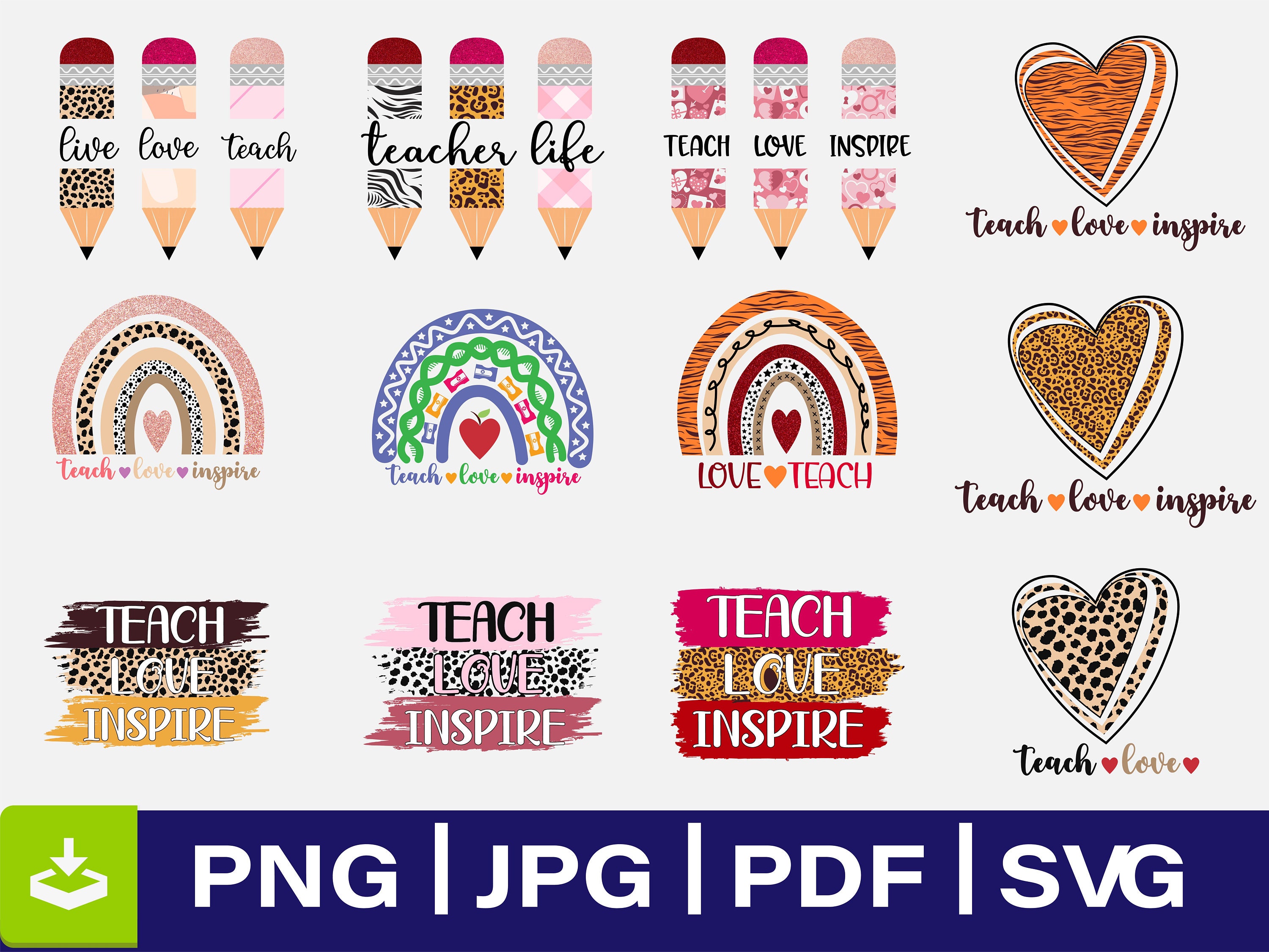 Teacher Rainbow Svg Bundle Teacher Life Svg Rainbow Svg - Etsy