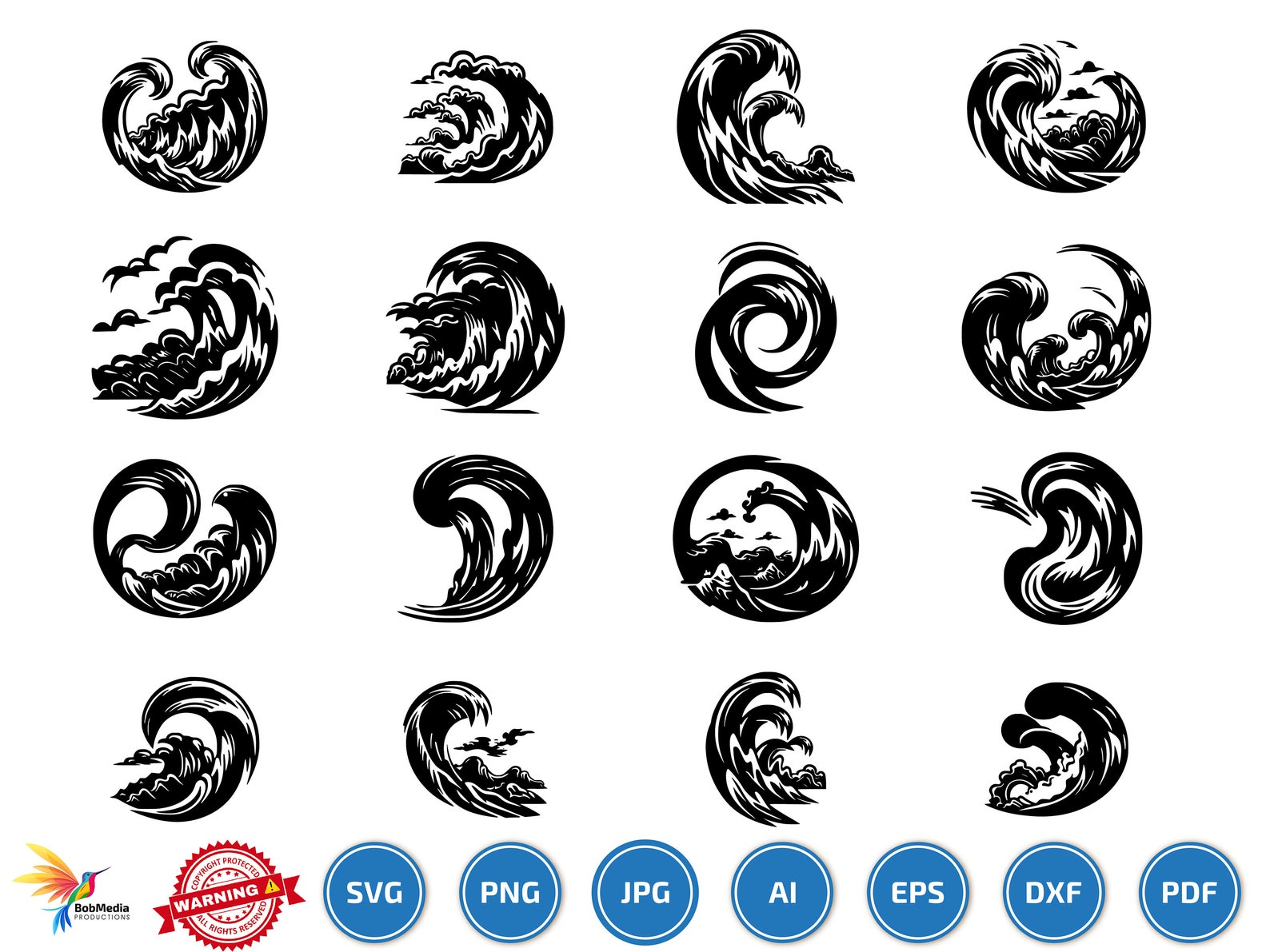70 WAVE SVG Png Huge Bundle, Ocean Waves Svg, Wave Svg Cut Files for ...
