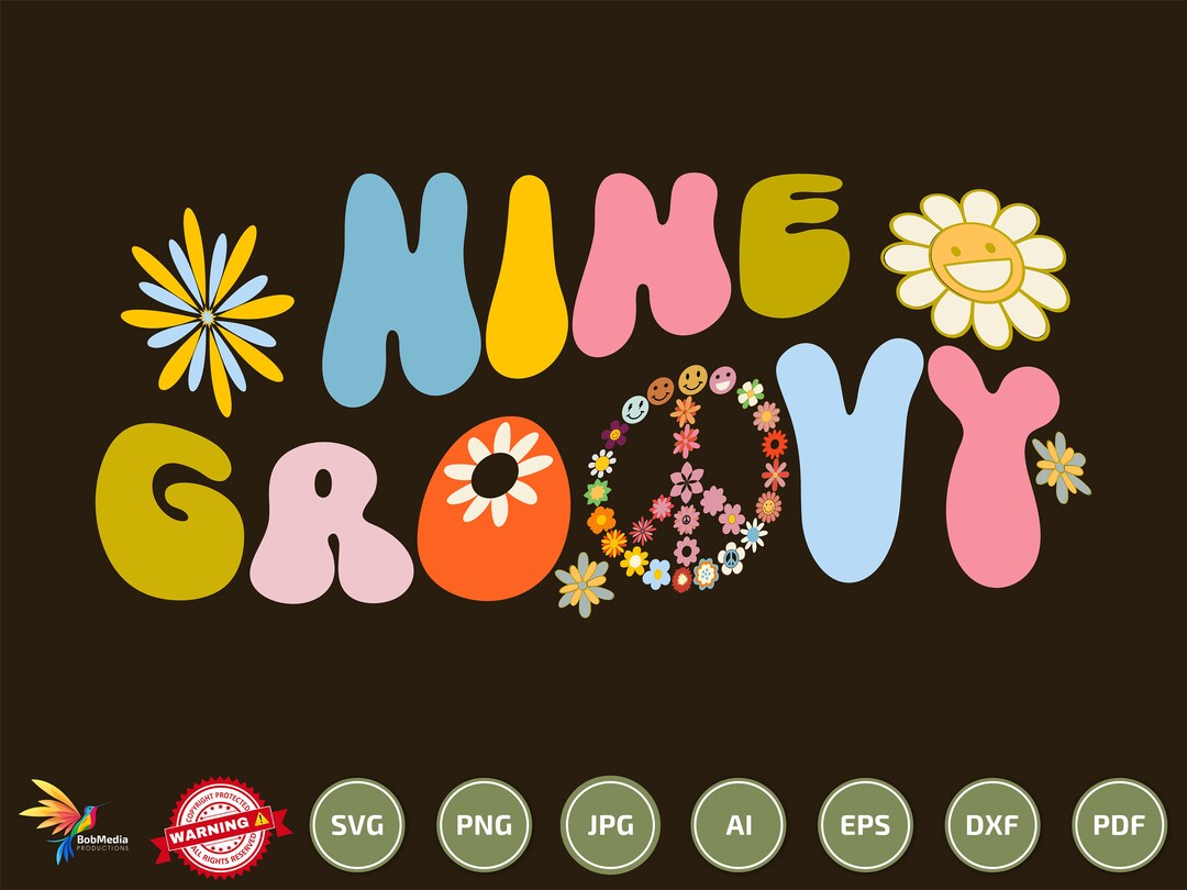 Nine Retro Groovy Svg Png, Retro Vintage Keep on Font Birthday Svg ...
