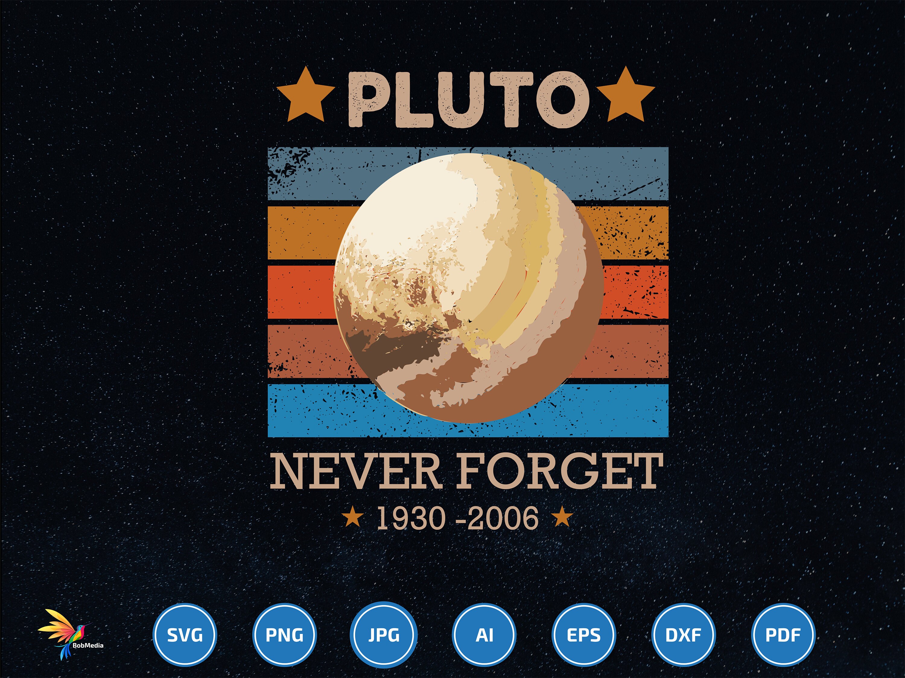 Pluto Never Forget SVG Retro Vintage Pluto Svg 1930-2006 - Etsy