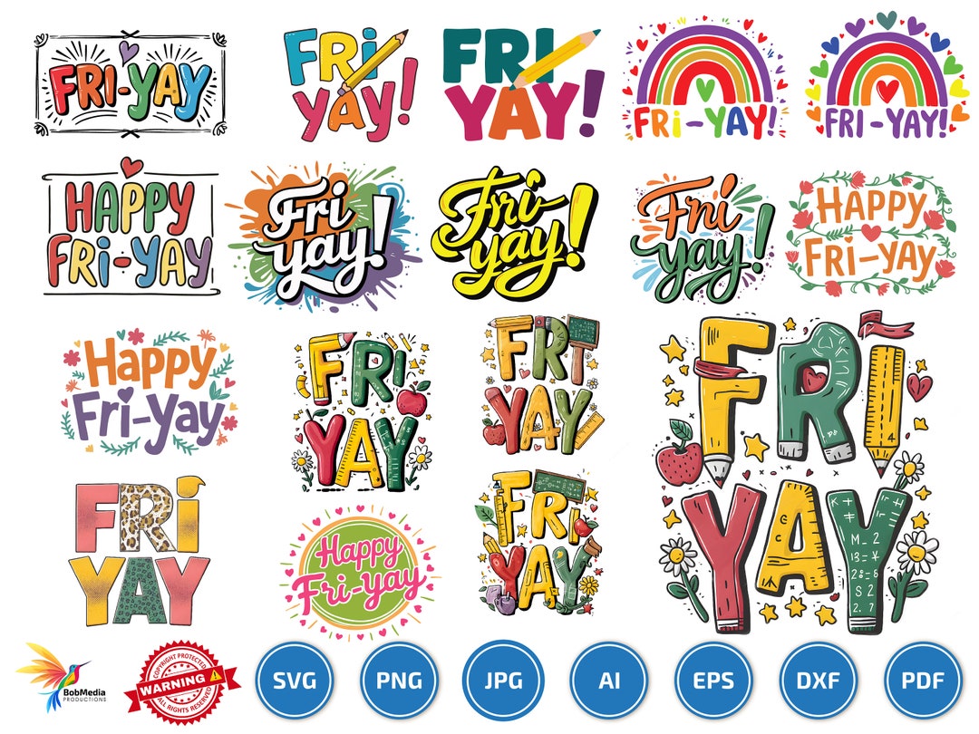 Happy Fri-yay SVG, Funny Weekend Teacher Appreciation, Friyay Png ...