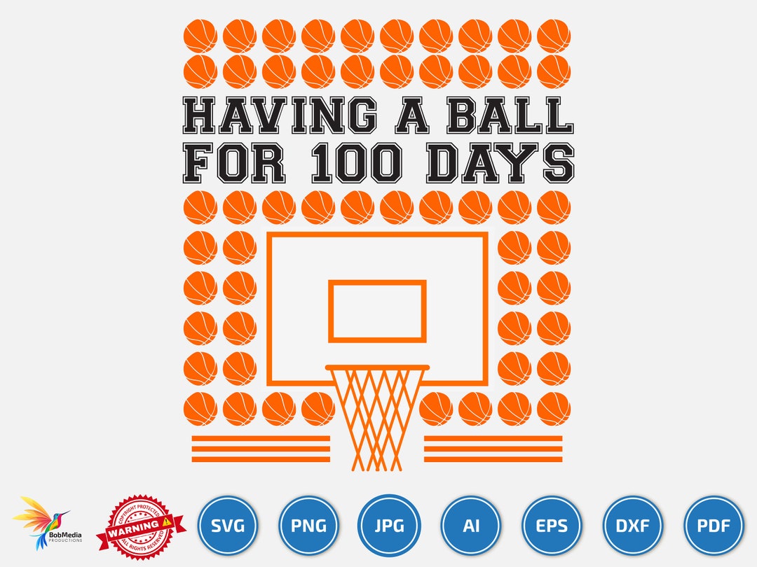 100 Days of School Basketball Svg Png, 100th Day Balls Svg, Gift for ...