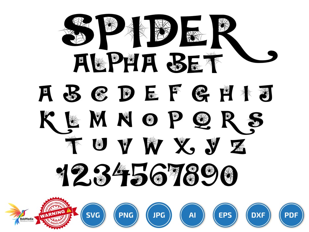 Spider Alphabet Svg, Spider Font Svg, Spider Svg, Spider Web Svg ...