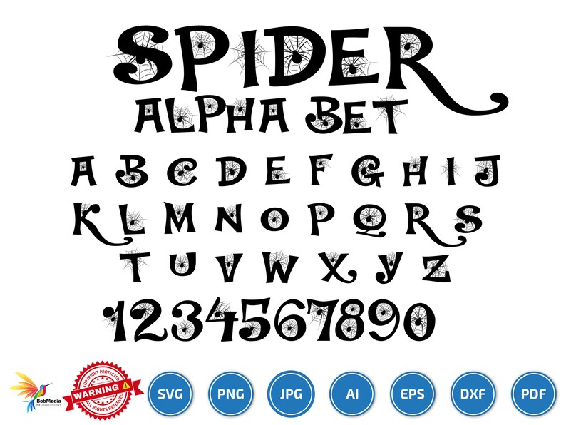 Spider Alphabet Svg Spider Font Svg Spider Svg Spider Web - Etsy UK