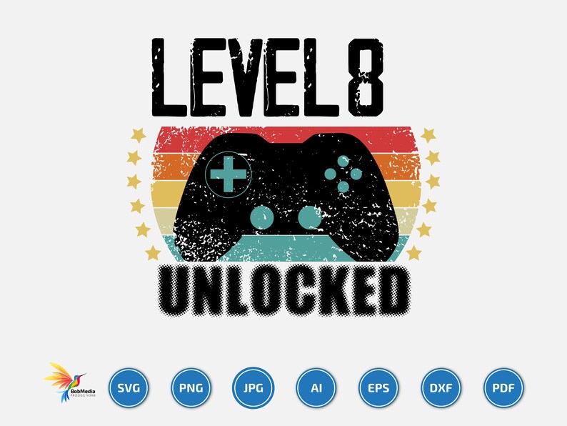Gaming Vintage Svg Level 8 Unlocked Svg Vintage Svg Level 8 - Etsy
