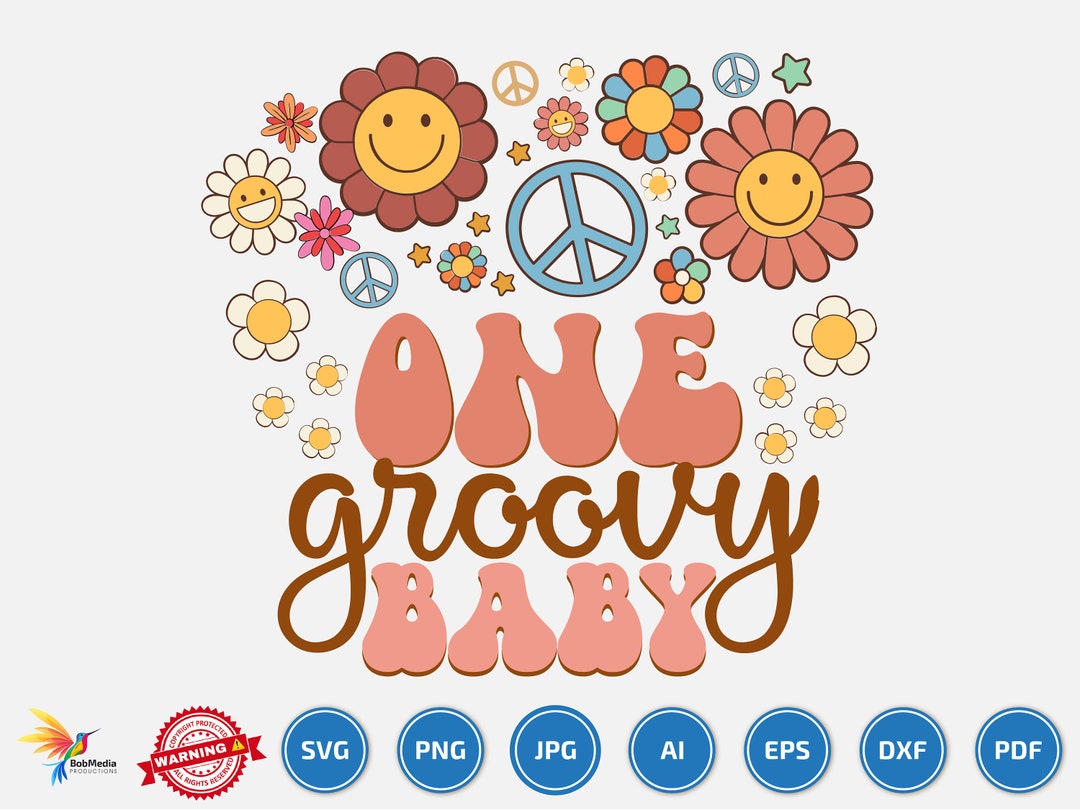 ONE Groovy Baby Svg, Groovy Retro Family Svg, Good Vibes, Birthday ...