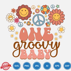 ONE Groovy Baby Svg, Groovy Retro Family Svg, Good Vibes, Birthday ...