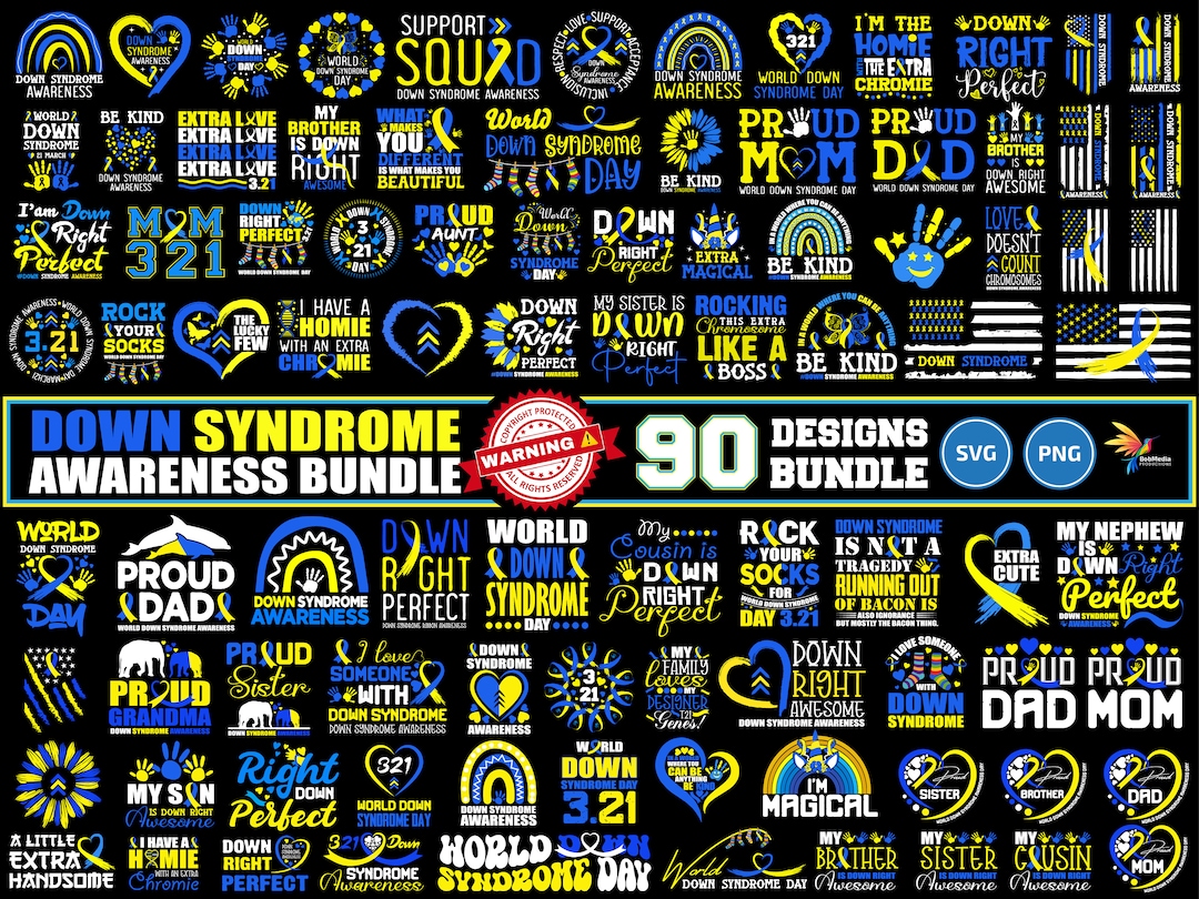 Down Syndrome Svg Png Bundle T21 Yellow Blue Ribbon Svg Awareness
