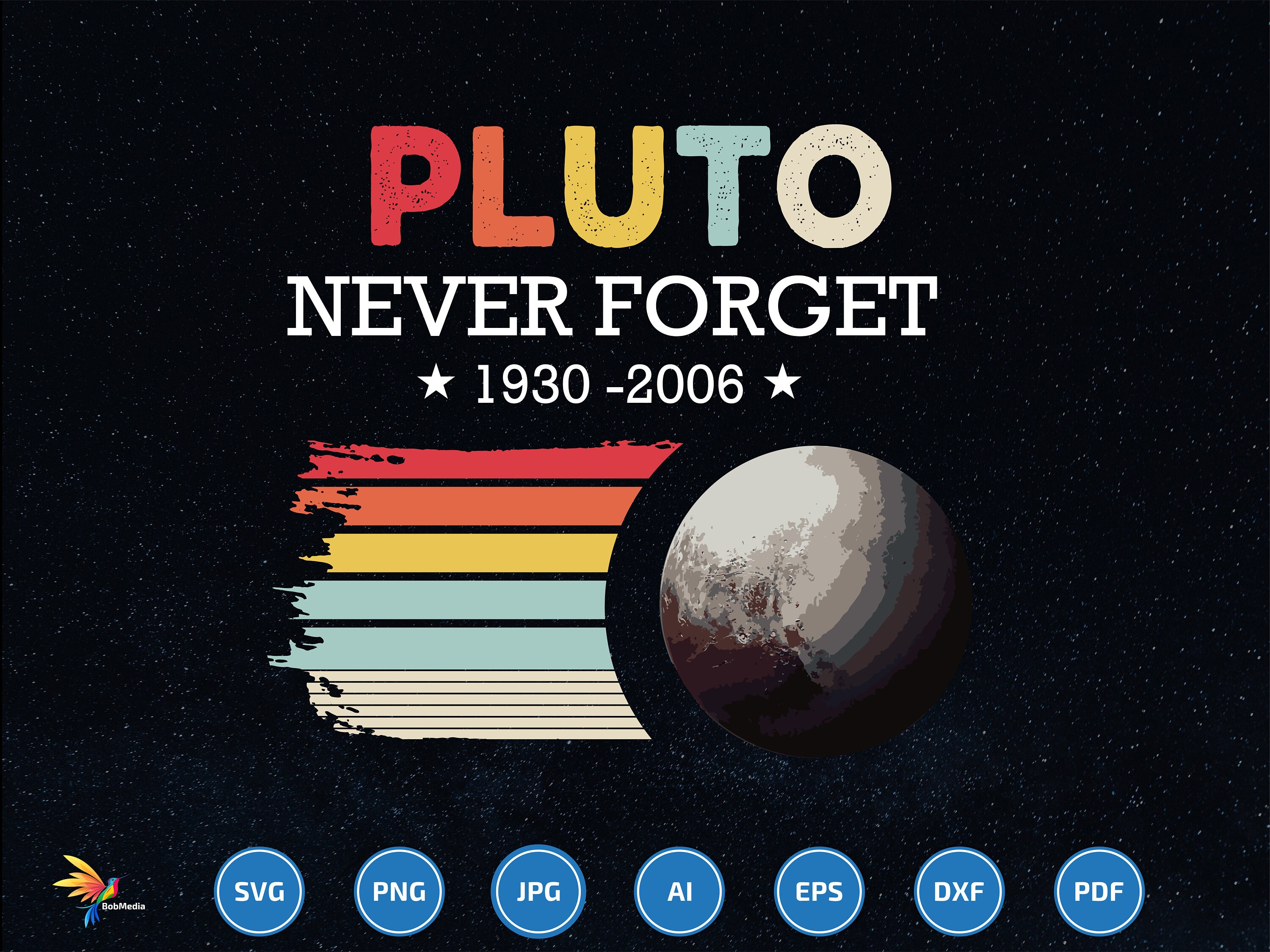 Pluto Never Forget SVG Bundle Retro Vintage Pluto Svg - Etsy