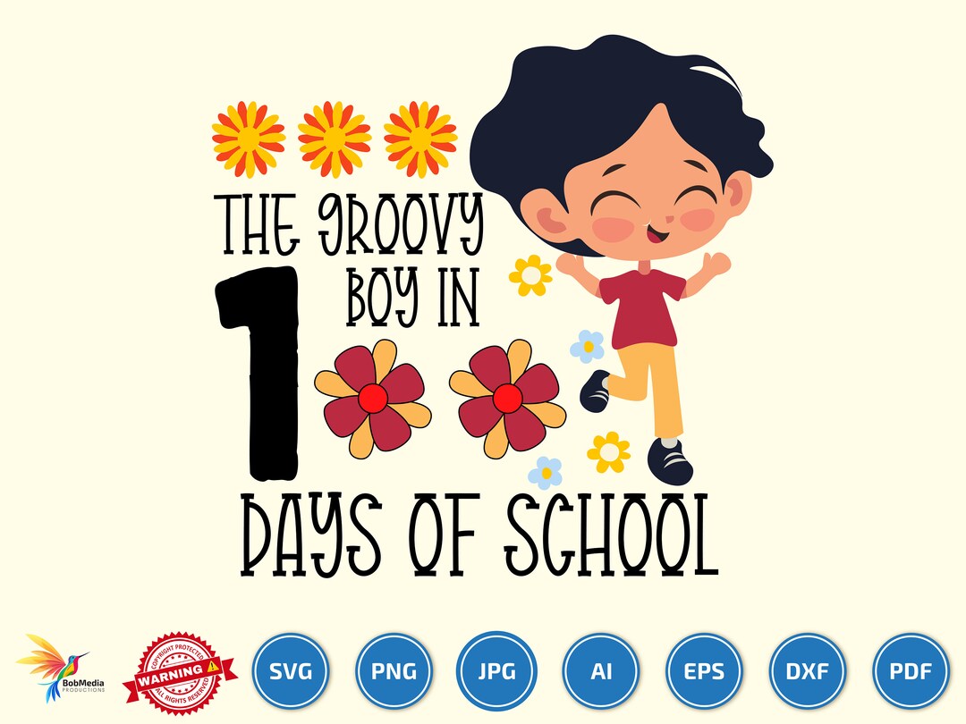 The Groovy Boy in 100 Days of School Svg, 100 Days of School Svg Png ...