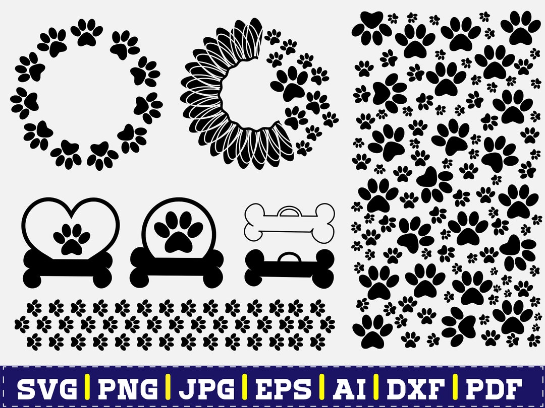 Dog Paw Print SVG Paw Pattern Svg Paw Print Svg Paw Svg Bone Dogs and ...