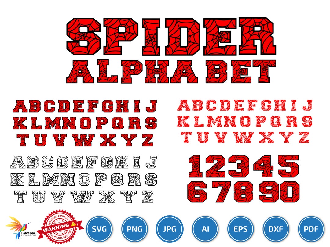 Spider Alphabet Svg, Spider Font Svg, Spider Svg, Spider Web Svg ...