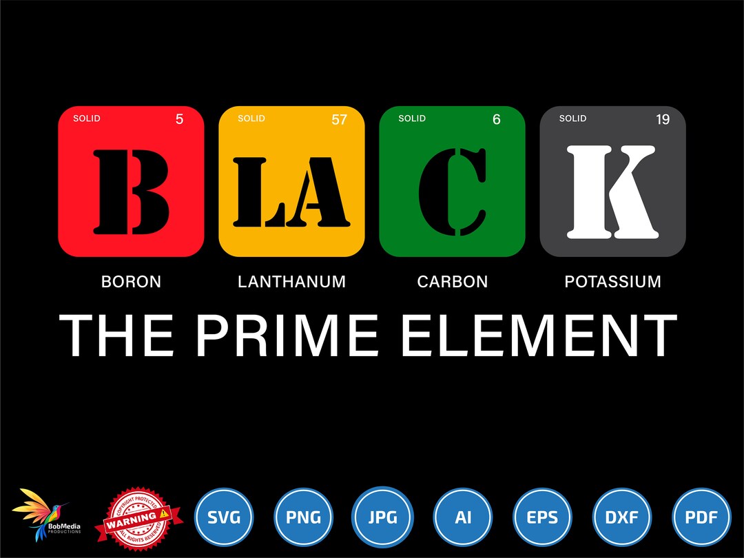 Black the Prime Element Svg, Black History Month Svg, Black Periodic ...