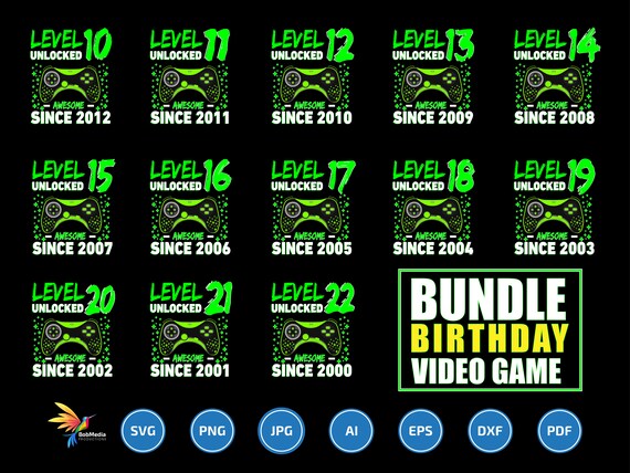 Level Unlocked Awesome Bundle Gaming Svg Gamer Svg Video - Etsy