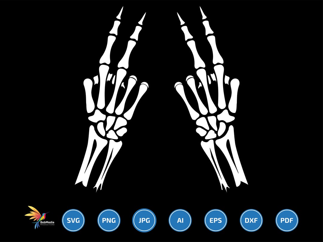 Skeleton Hand Svg, Peace Sign Svg, Peace Hand Sign Svg, Bones of Human ...