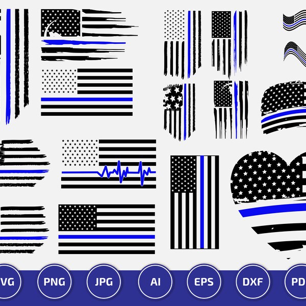 Thin Blue Line Flag Svg - Etsy