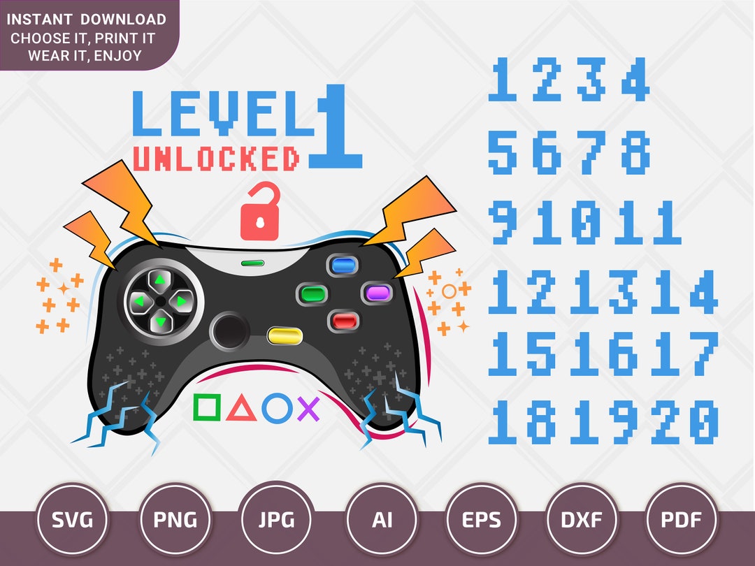 Video Game Svg Level Unlocked Birthday Party Invitation Boys Instant ...