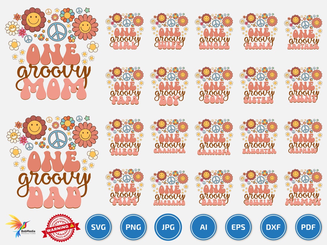 Groovy Retro Family Svg Png Bundle, Groovy Svg, Good Vibes, Birthday ...