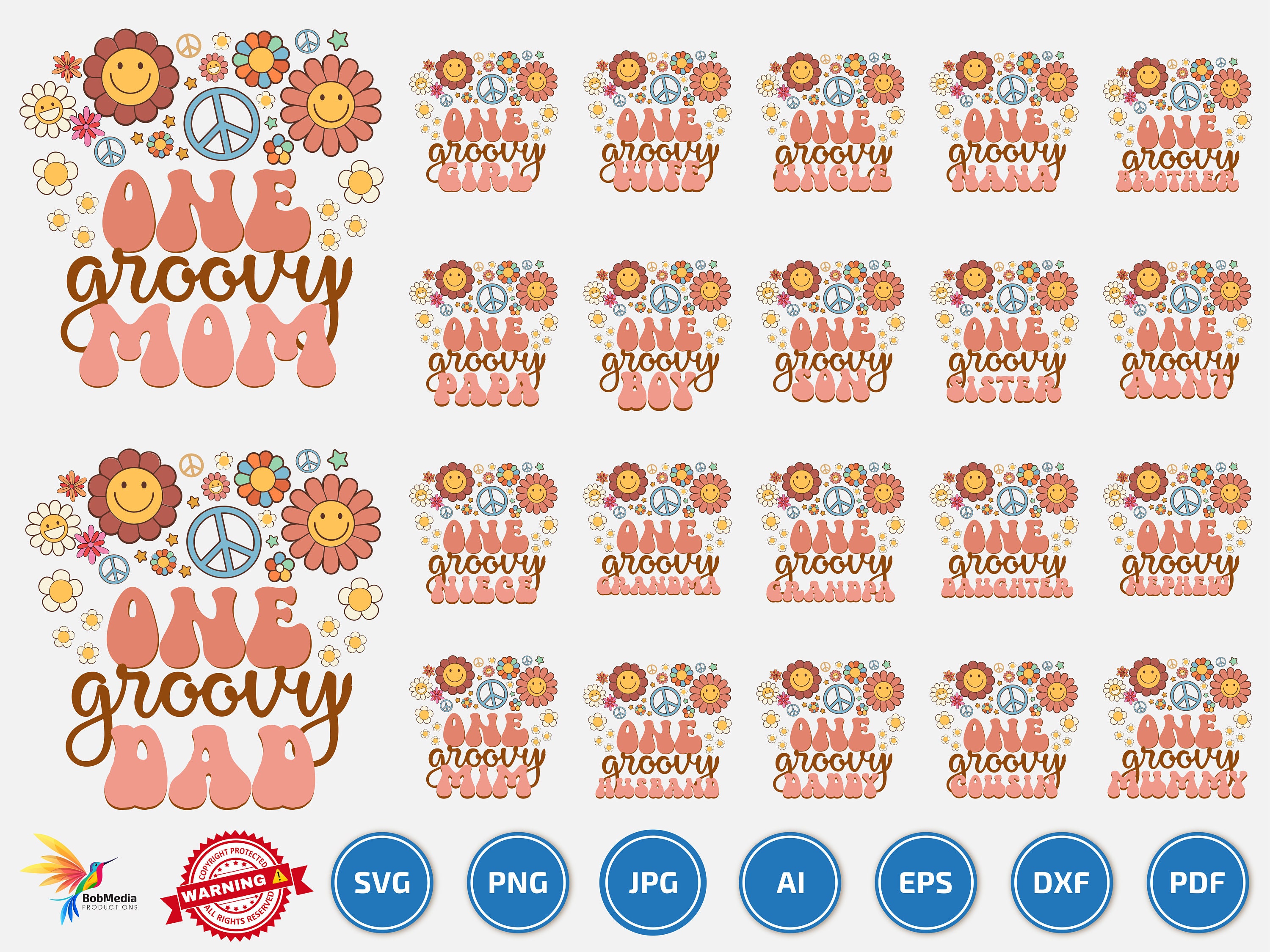 Groovy Retro Family Svg Png Bundle Groovy Svg Good Vibes - Etsy Australia