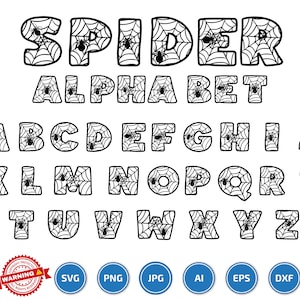 Spider Alphabet Svg Bundle , Spider Font Svg, Spider Svg, Spider Web ...