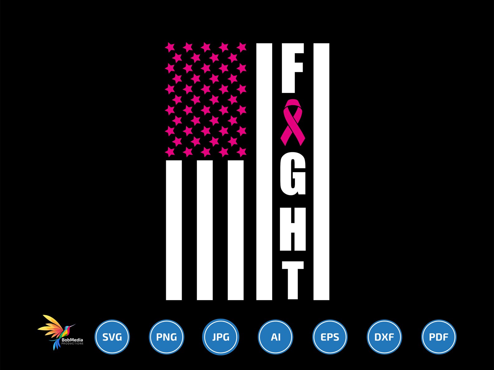 Cancer Awareness Svg Cancer Fight Svg Pink Ribbon USA Flag - Etsy