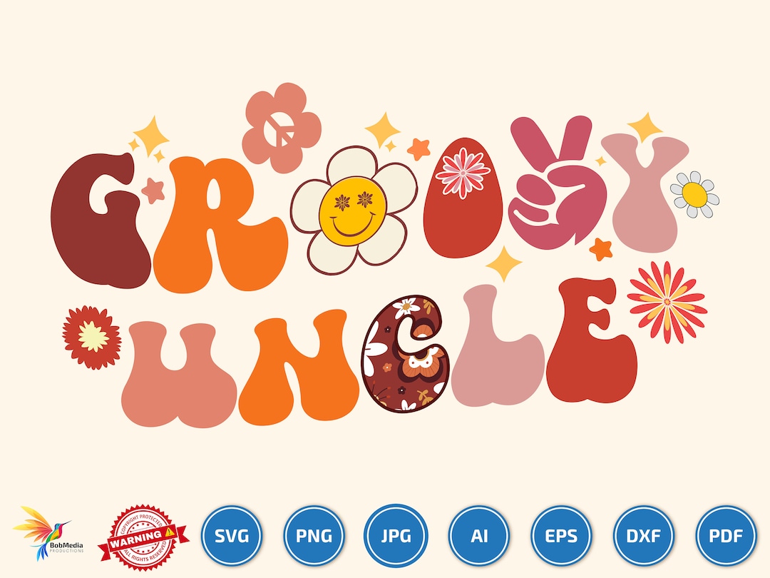 Groovy Uncle Svg, Groovy Family Svg, Groovy Svg, Wavy Letters SVG ...