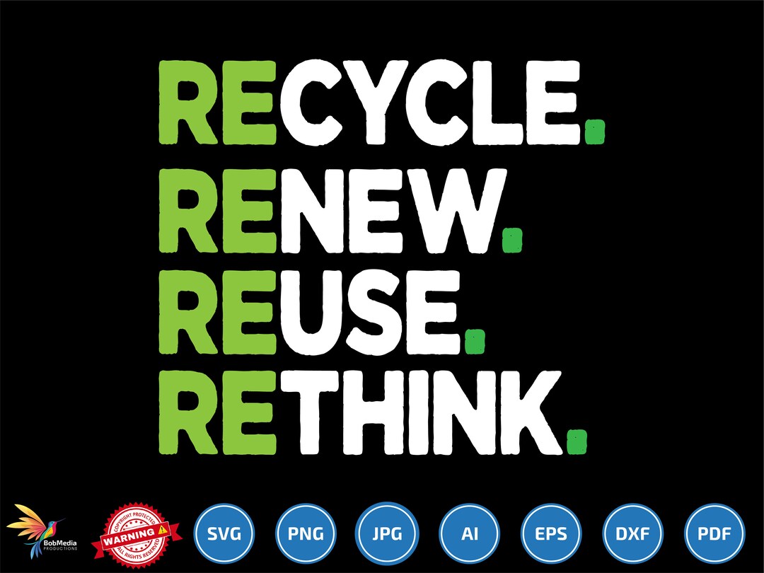 Recycle Reuse Renew Rethink Svg Png, Earth Day Svg, Environmental ...