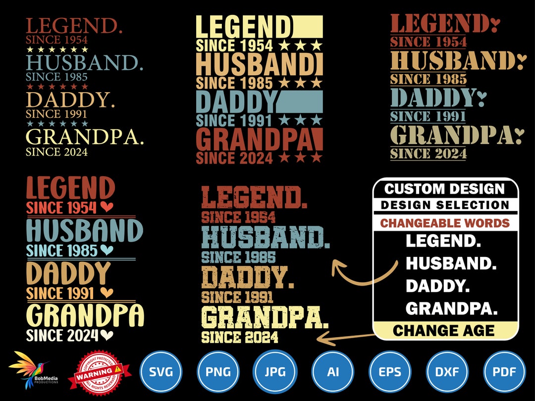 Legend Husband Dad Grandpa Customized Svg, Legend Husband Dad Grandpa ...
