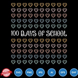 100 Days of Hearts Shirt Svg Bundle, Hearts 100th Day Svg, 100 Hearts ...