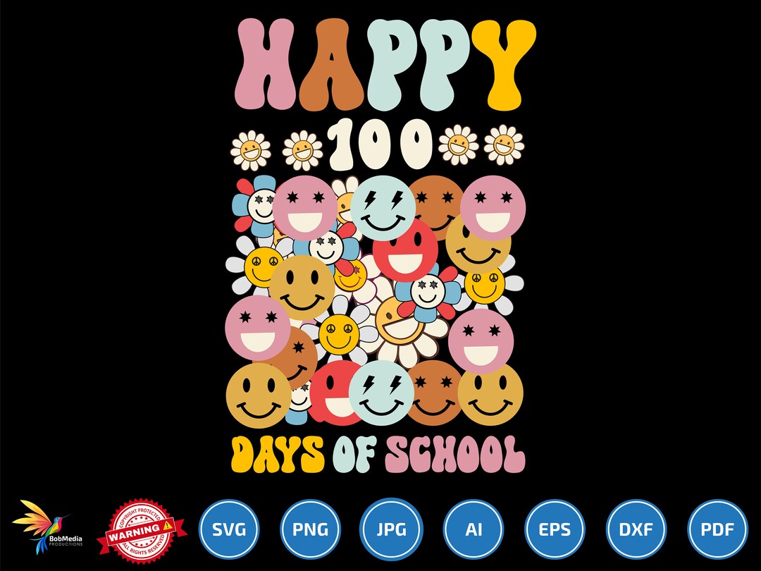 100 Days of School Svg Png, Groovy,groovy Svg, Retro,100 Days Png ...