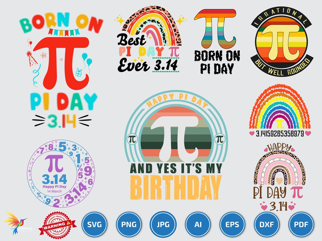 Pi Day Svg Bundle Png, Happy Pi Day Svg, Born on Pi Day3.14 Birthday ...